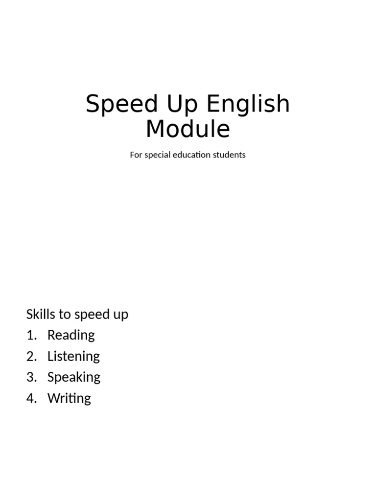 Speed Up English Module | PDF
