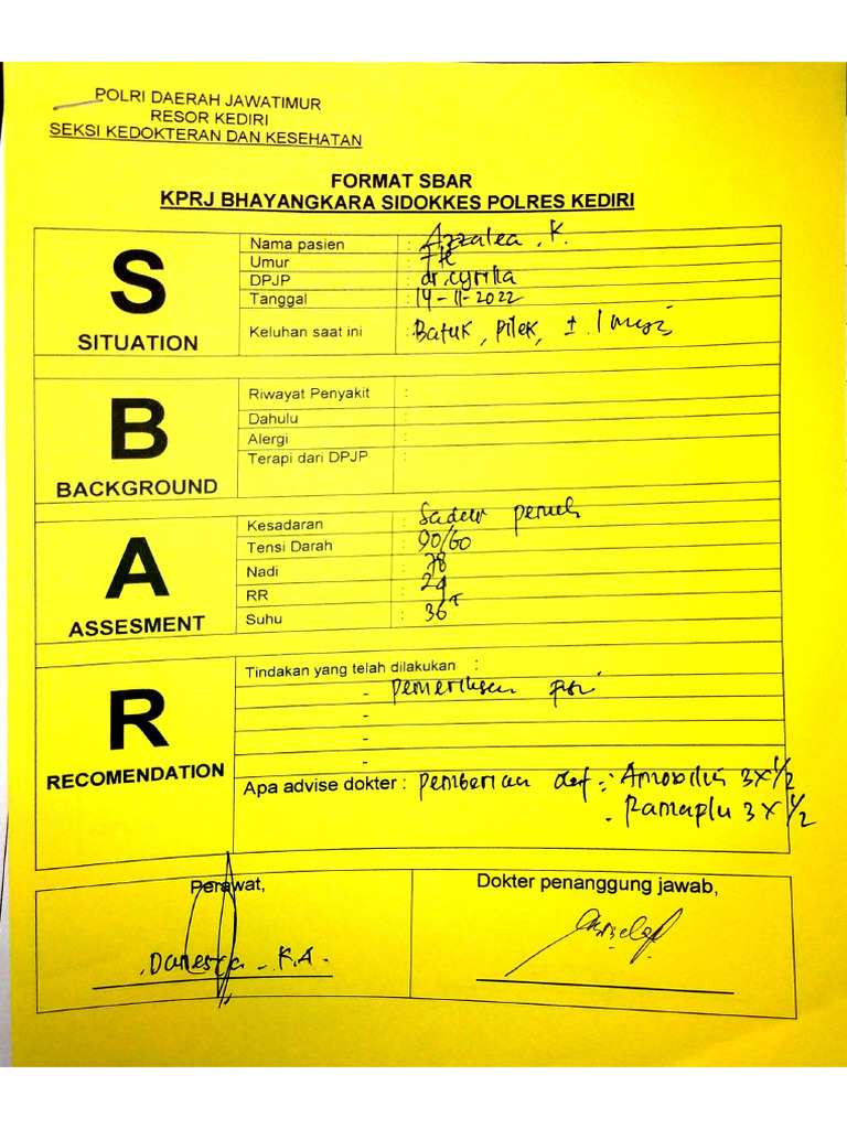 Bukti Komunikasi Efektif 2 (Sbar) | PDF