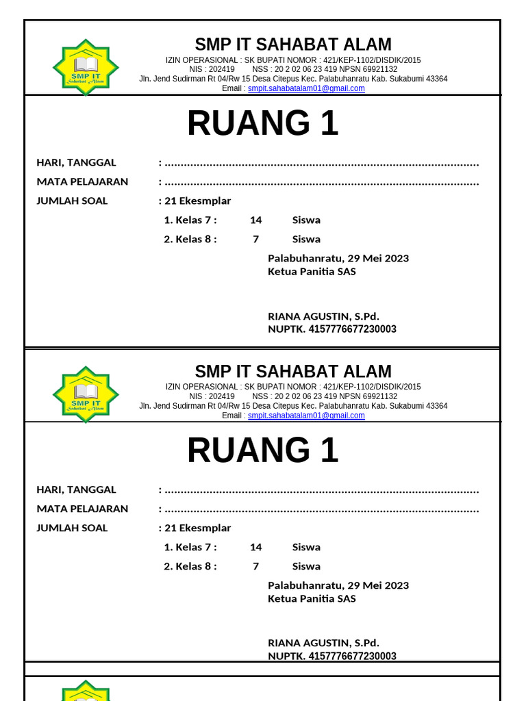 Tempelan Amplop Soal | PDF
