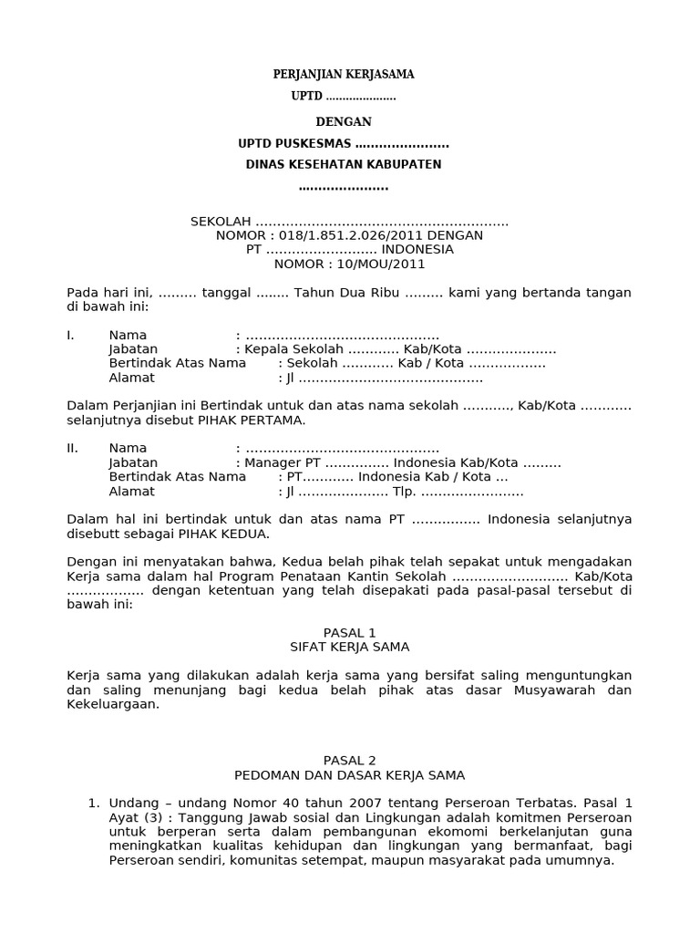 Naskah Mou Kerjasama Dengan Damkar | PDF