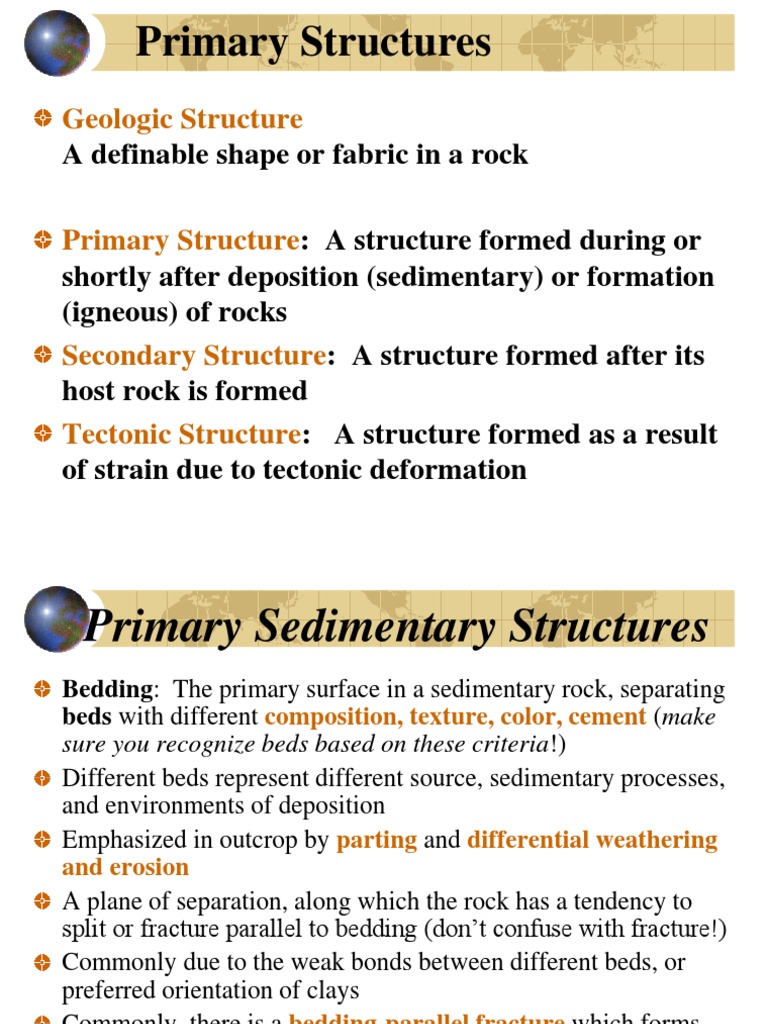 Primary and Secondary Geological Structures | PDF | Sedimentary Rock ...