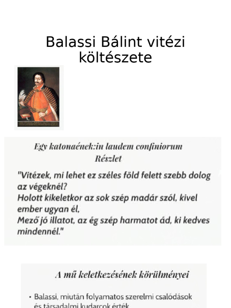 Balassi Bálint Vitézi Költészete | PDF