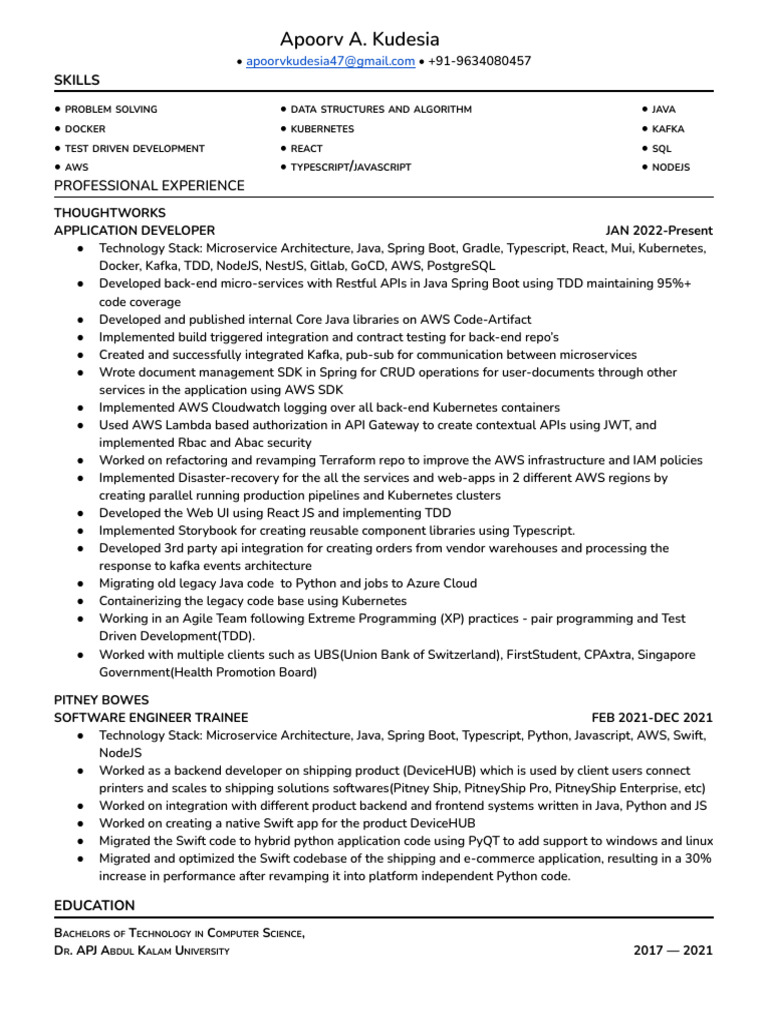 Apoorv Kudesia SDE Resume | PDF | Computing | Software Engineering