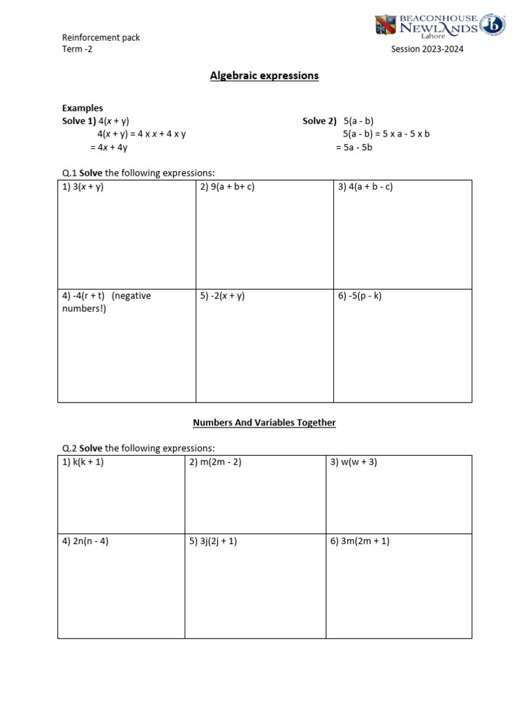 Reinforcement Pack | PDF | Equations | Algebra