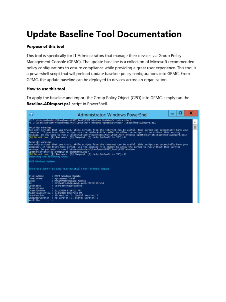 Update Baseline Tool Documentation | PDF