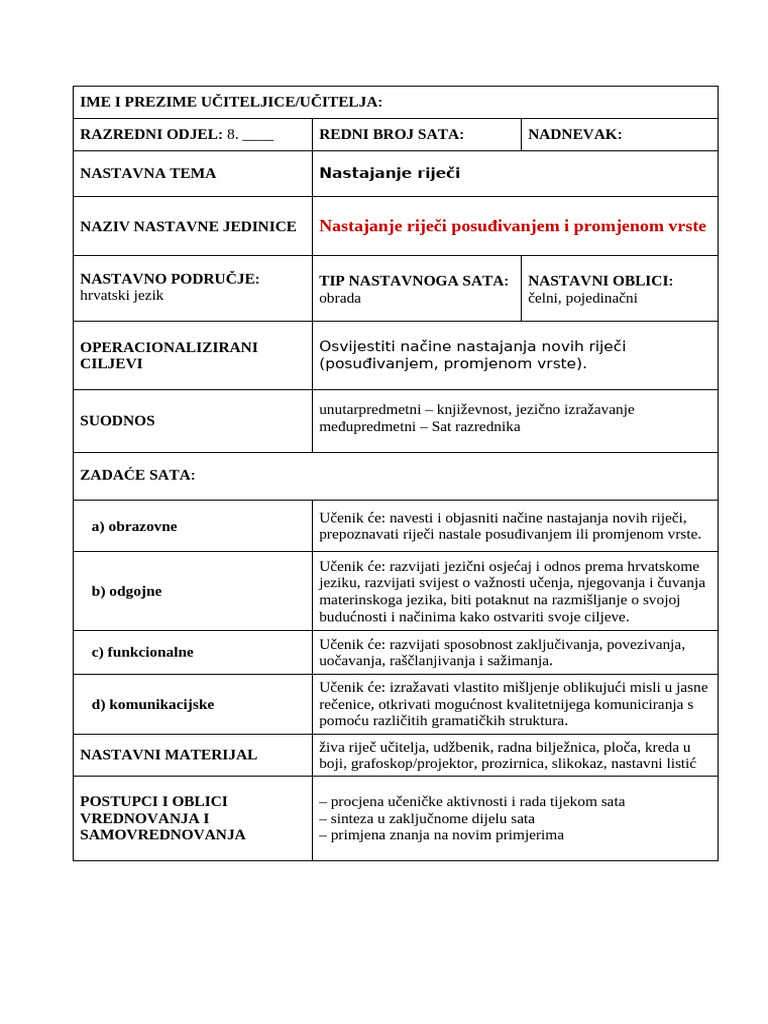 13 Nastajanje Riječi Posuđivanjem I Promjenom Vrste | PDF