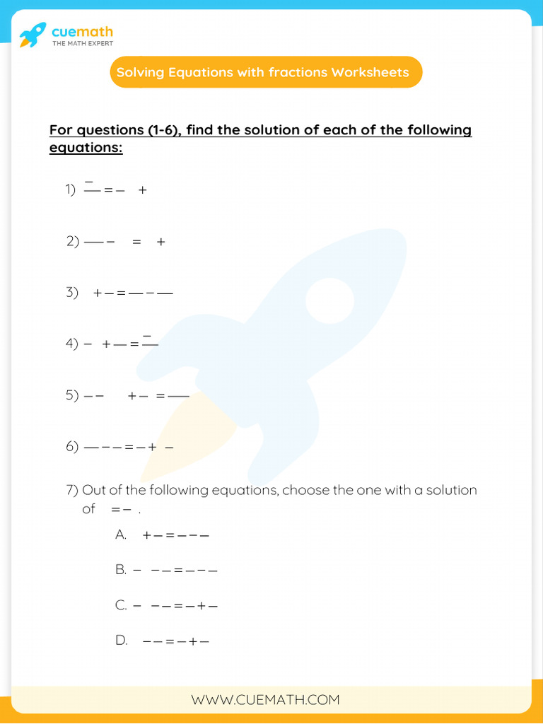 Solving Equations With Fractions Worksheets - Worksheet 4 | PDF