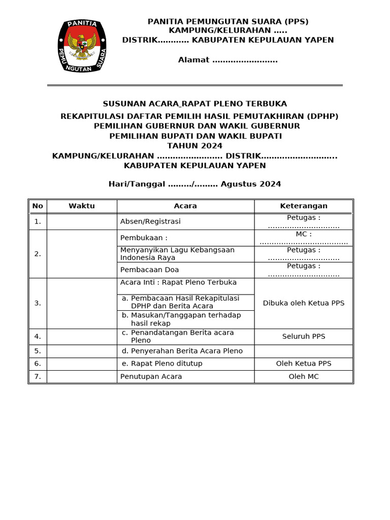 Draft Rundown Pleno DPHP PPS | PDF