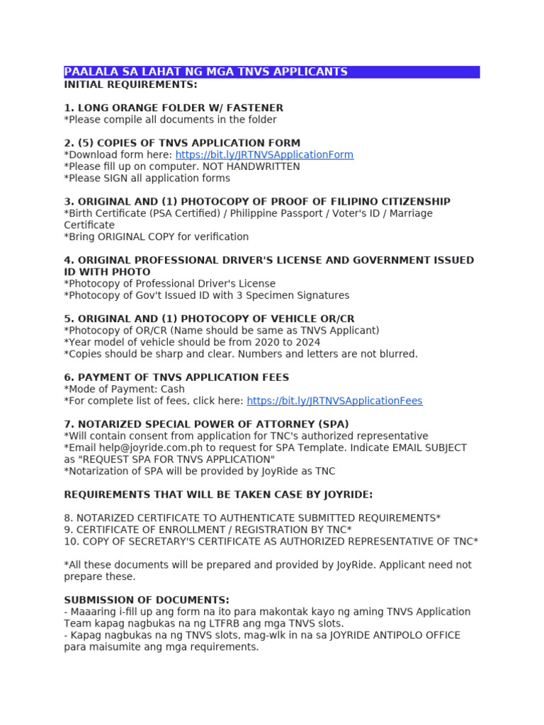 Joy Ride Requirements | PDF