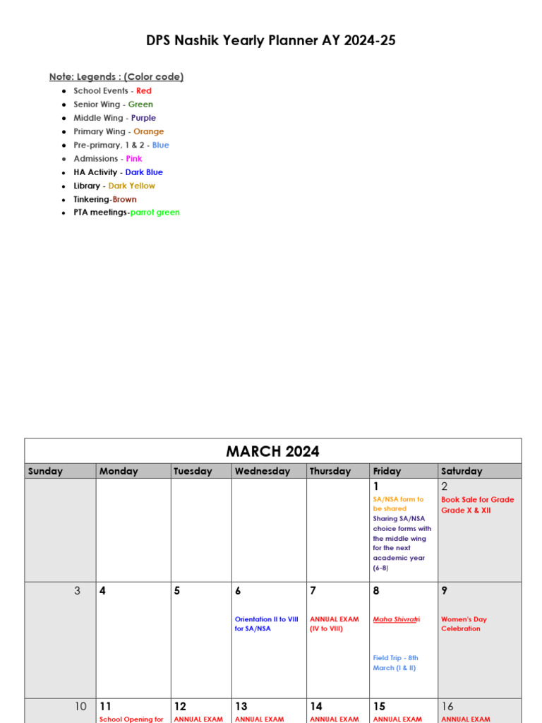 DPS Nashik Event Calendar 2024-25.docx - Google Docs | PDF