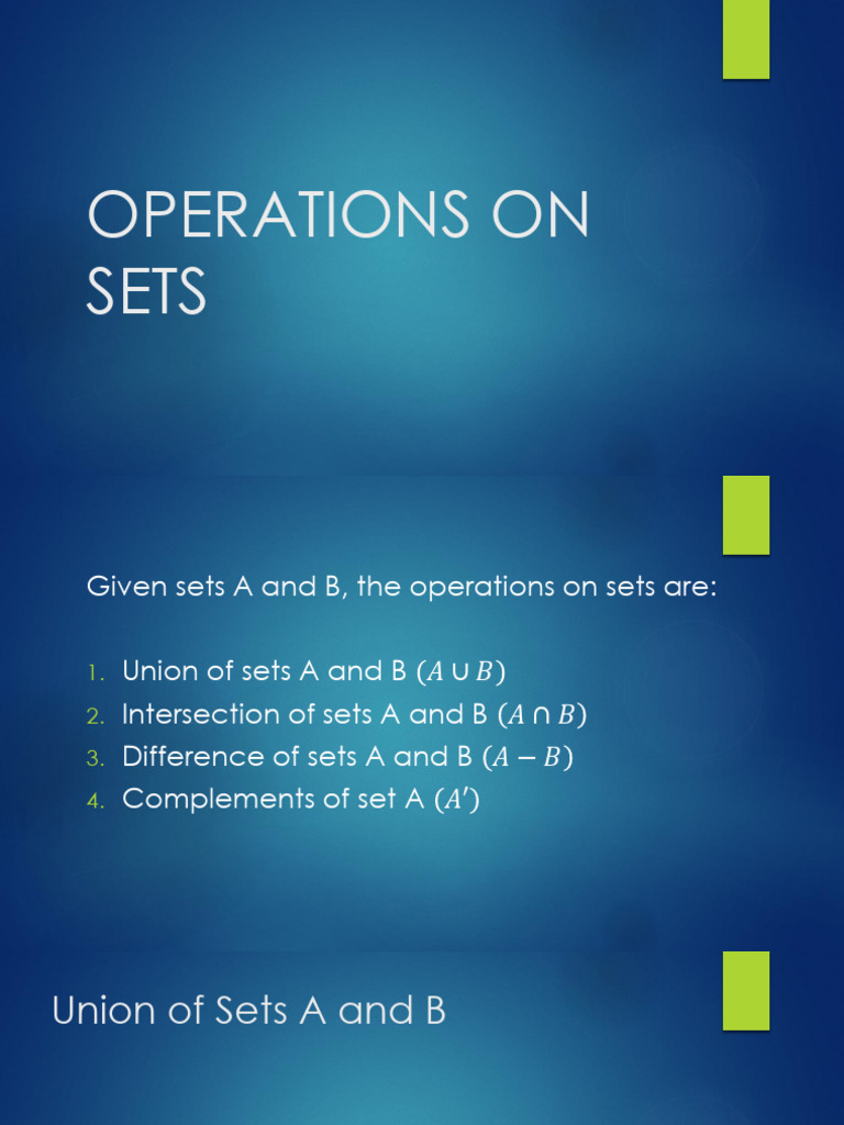 4.)Operations on Sets | PDF