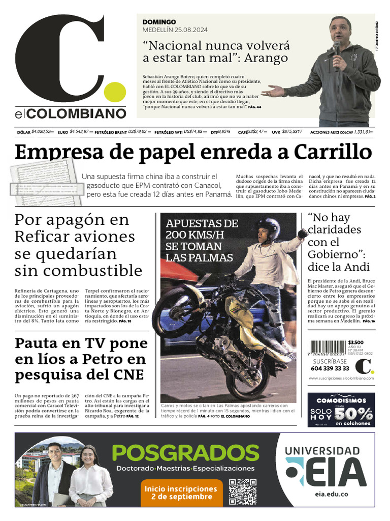 El Colombiano 25-08-2024 | PDF | Colombia