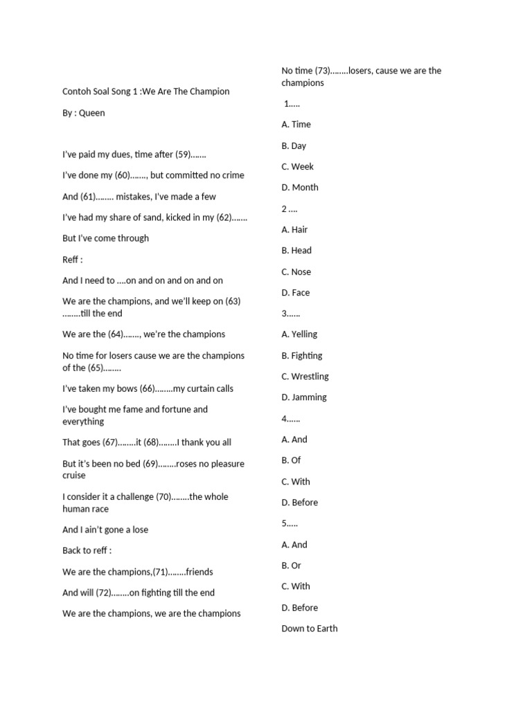 soal liric song | PDF