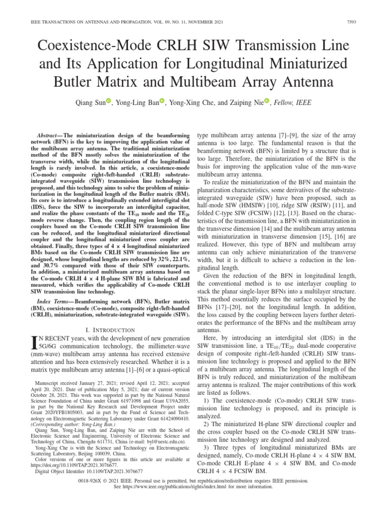 Coexistence-Mode CRLH SIW Transmission Line and Its Application For ...