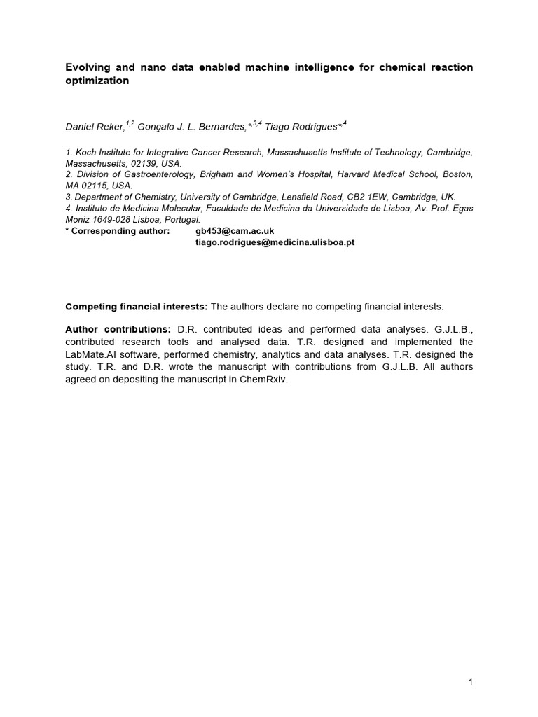 Evolving And Nano Data Enabled Machine Intelligence For Chemical Reaction Optimization Pdf