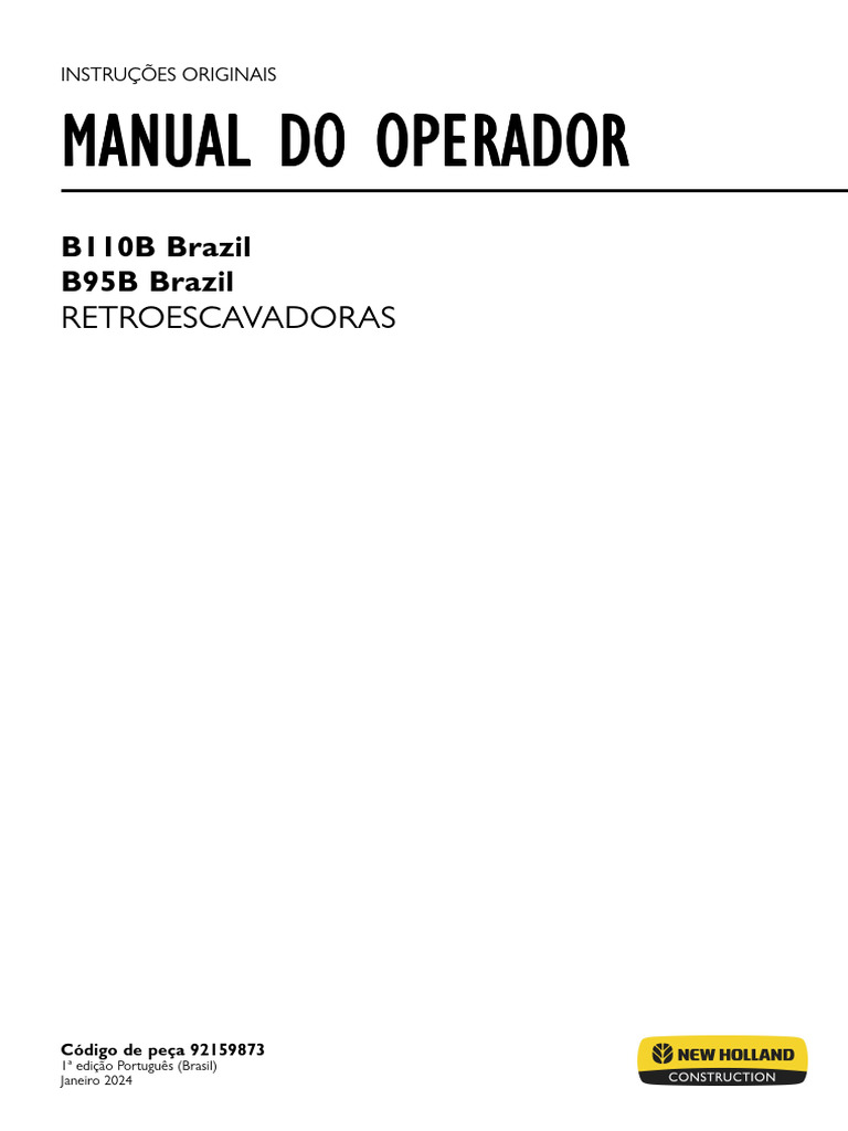 Manual Do Operador - 92159873 - Retroescavadeiras | PDF