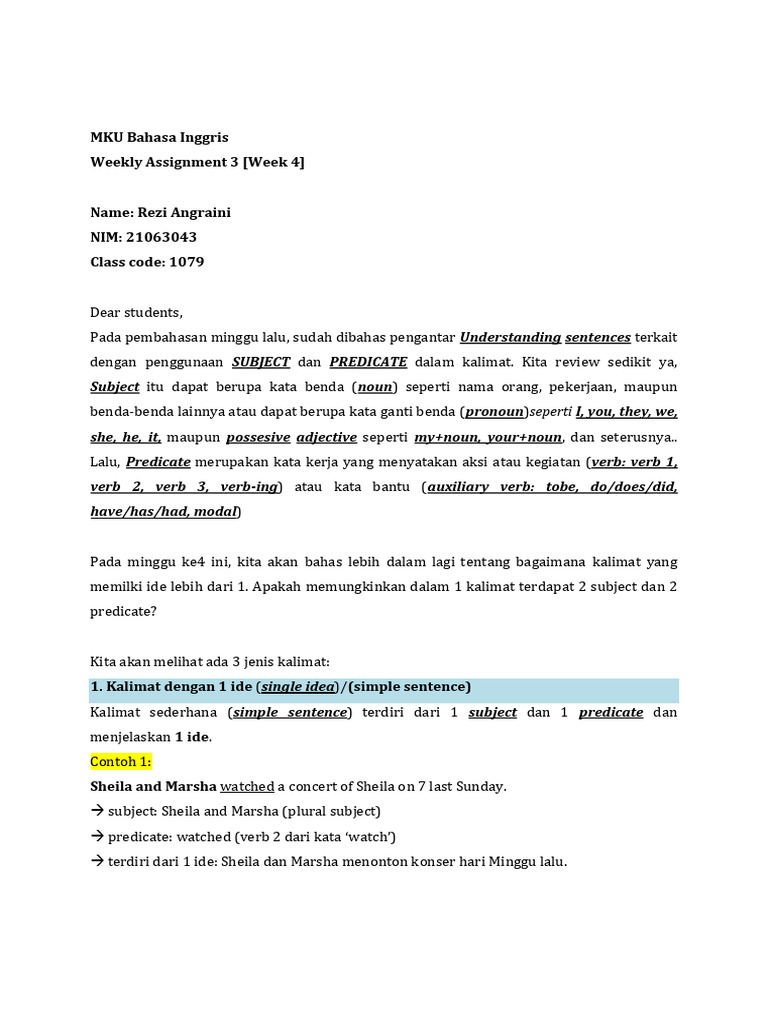 Mku Worksheet 3 Week 4 | PDF | Verb | Language Arts & Discipline