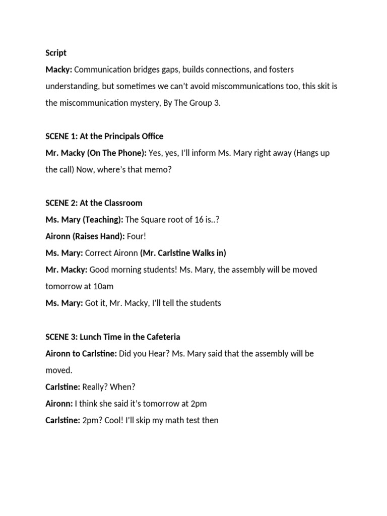 Script Skit Oral Com | PDF