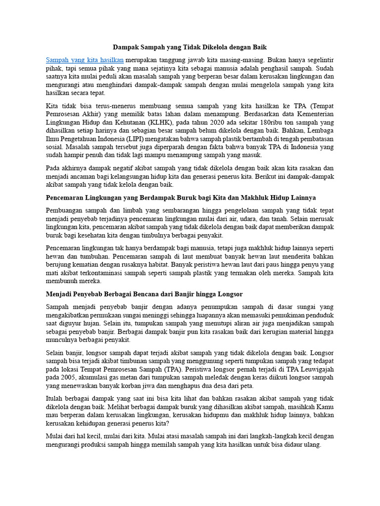 Artikel Pengelolaan Sampah | PDF