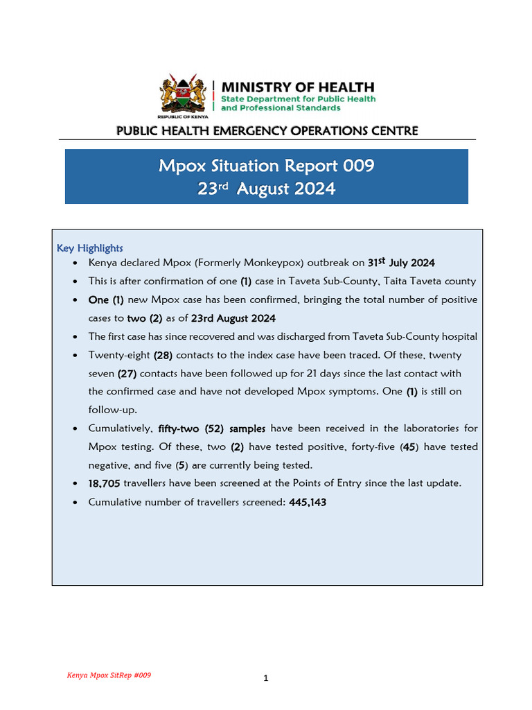 Kenya Mpox SitRep 009 | PDF