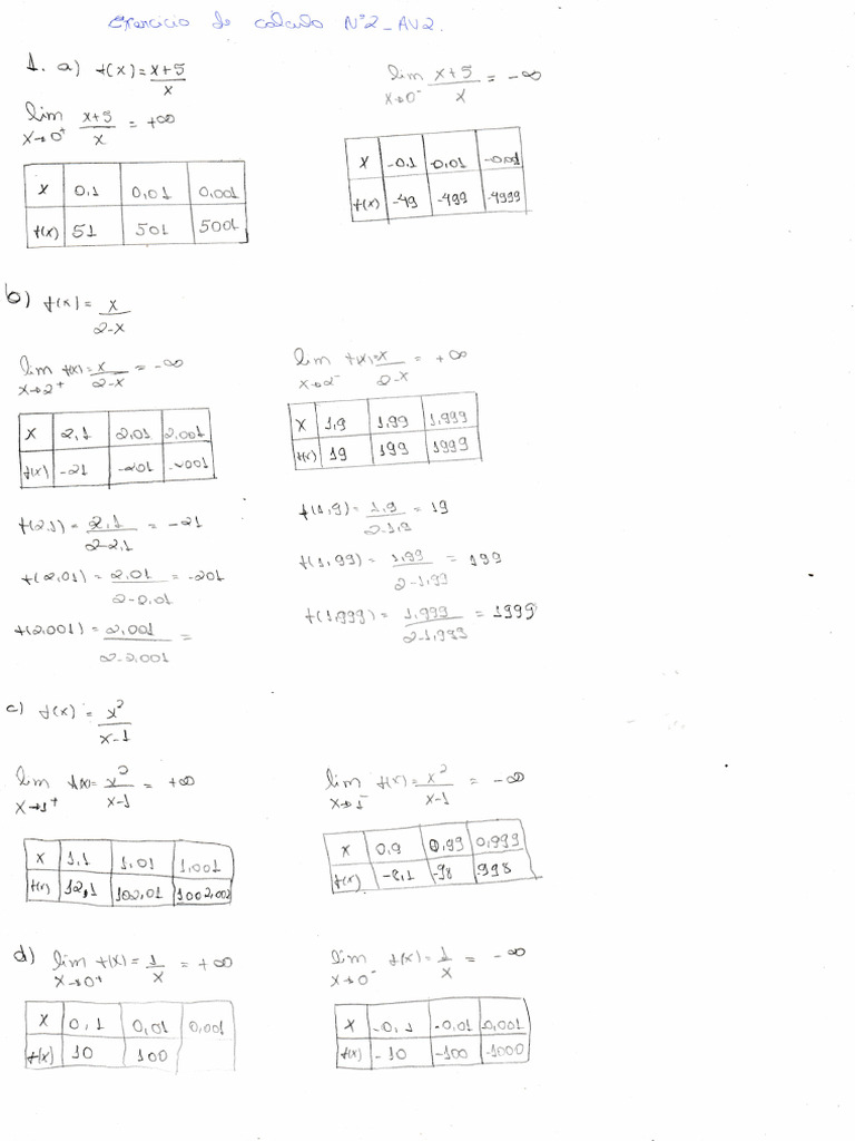 Exercício de Cálculo I - 2 AV2 | PDF