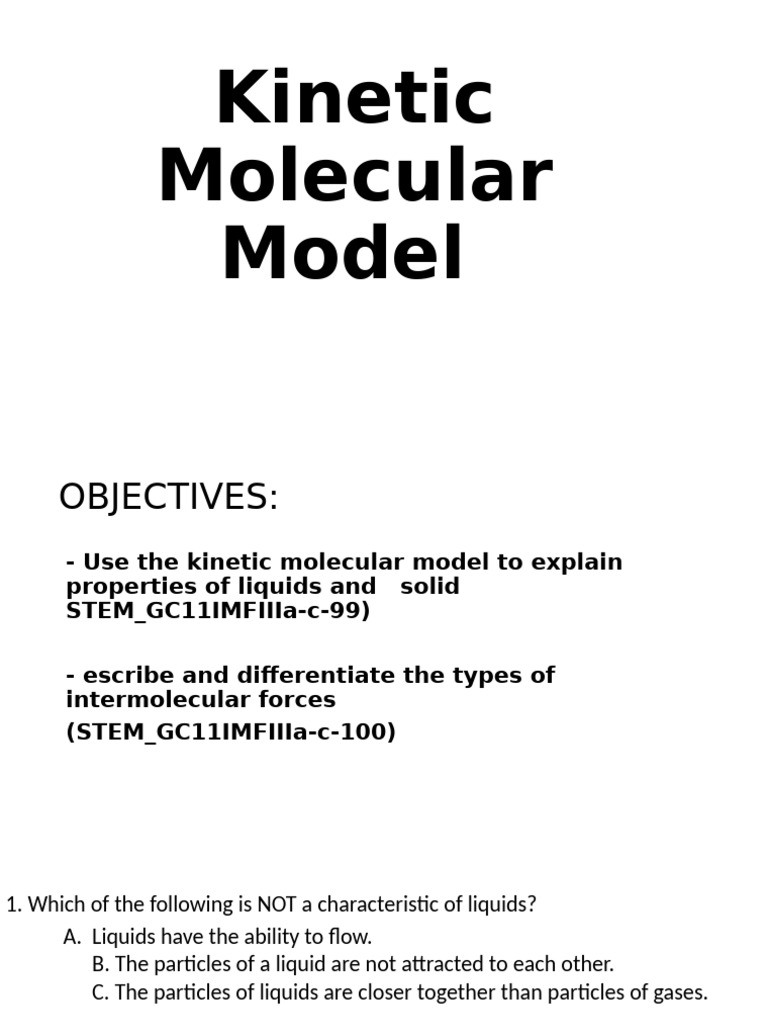 Kinetic Molecular Model | PDF