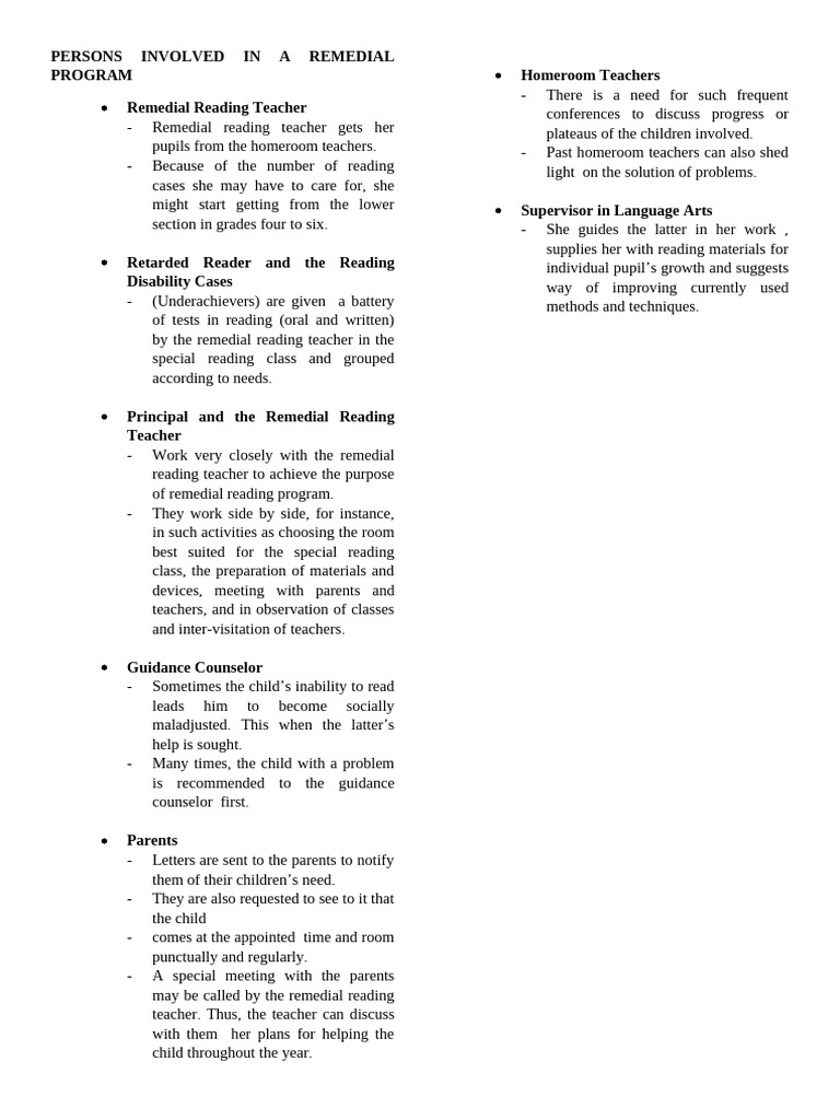 Remedial Instruction Notes | PDF