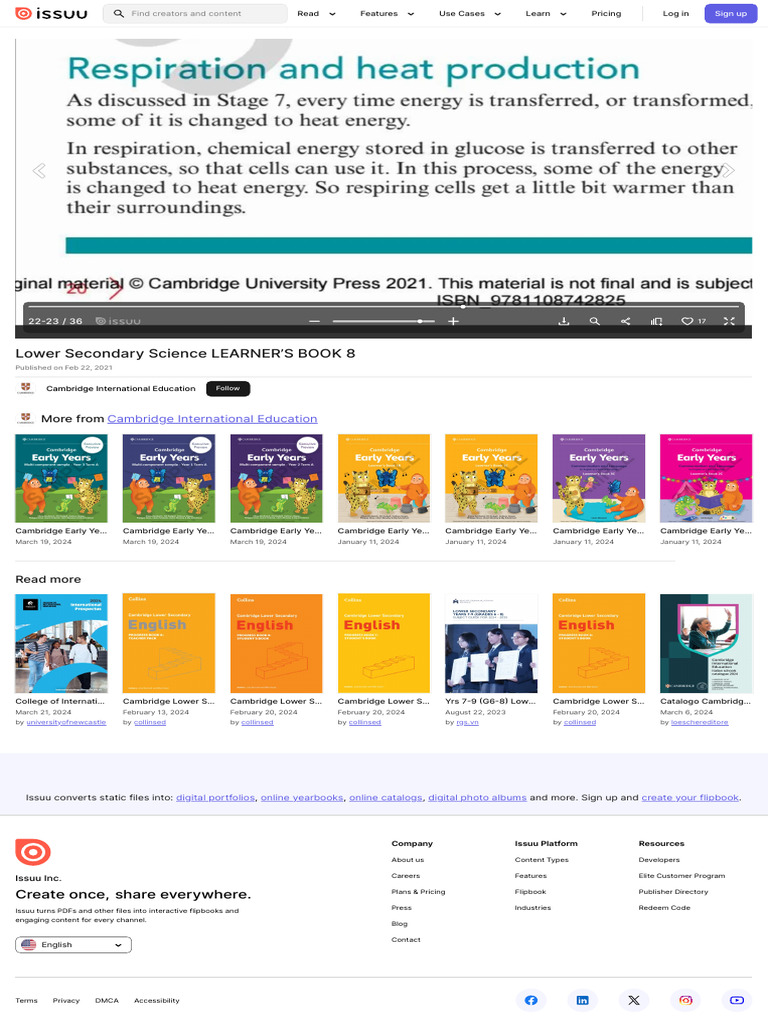 Lower Secondary Science LEARNER's BOOK 8 by Cambridge International ...