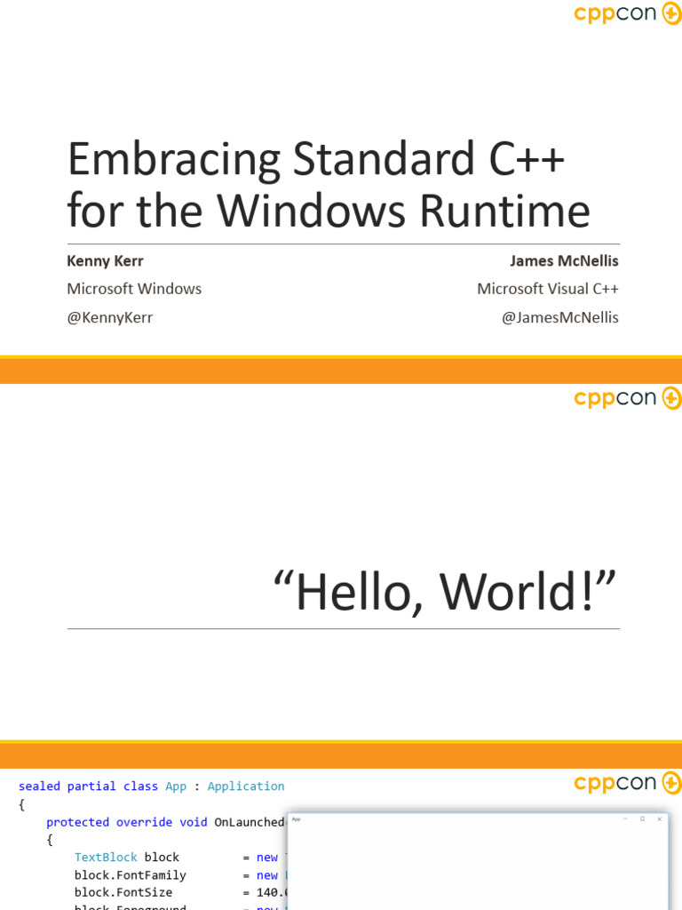 Embracing Standard C++ For The Windows Runtime - Kenny Kerr and James McNellis - CppCon 2016 | PDF