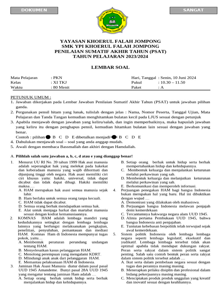 PKN Xi Paket A | PDF