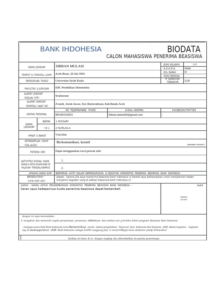 Format Biodata (Form A.1) | PDF