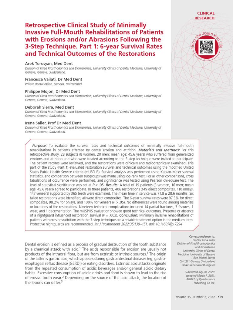 Retrospective Clinical Study of Minimally Invasive Vailati 2 | PDF