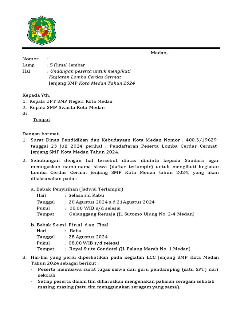 Surat Undangan Peserta Lcc 2 Pdf