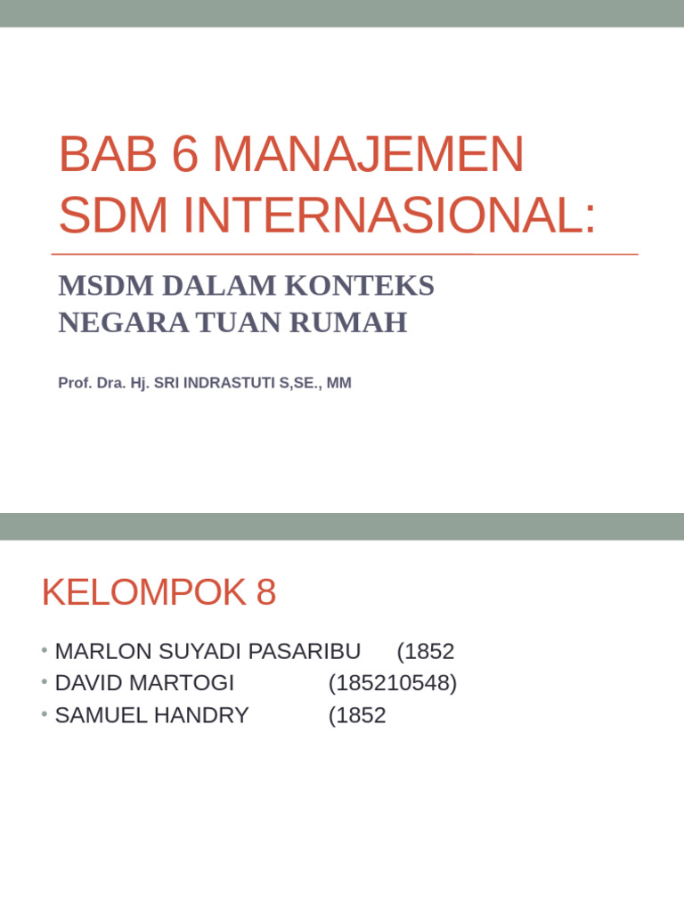 Bab 8 Manajemen Sdm Internasional | PDF