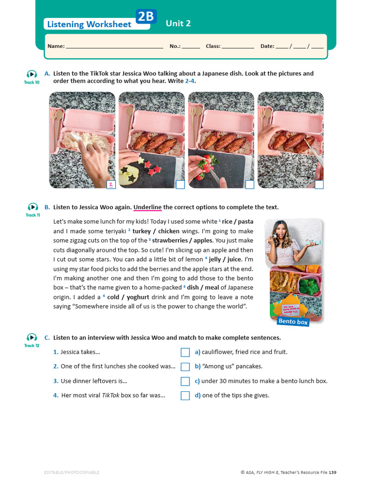 FlyHigh8_ listening Worsheet 2B | PDF