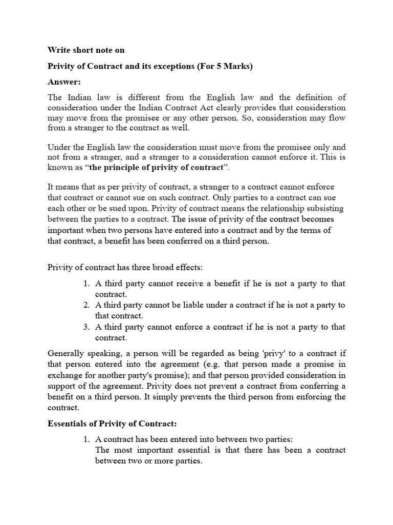 Privity of Contract and Its Exceptions | PDF