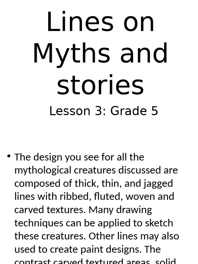 Lines On Myths and Stories - Grade 5 | PDF