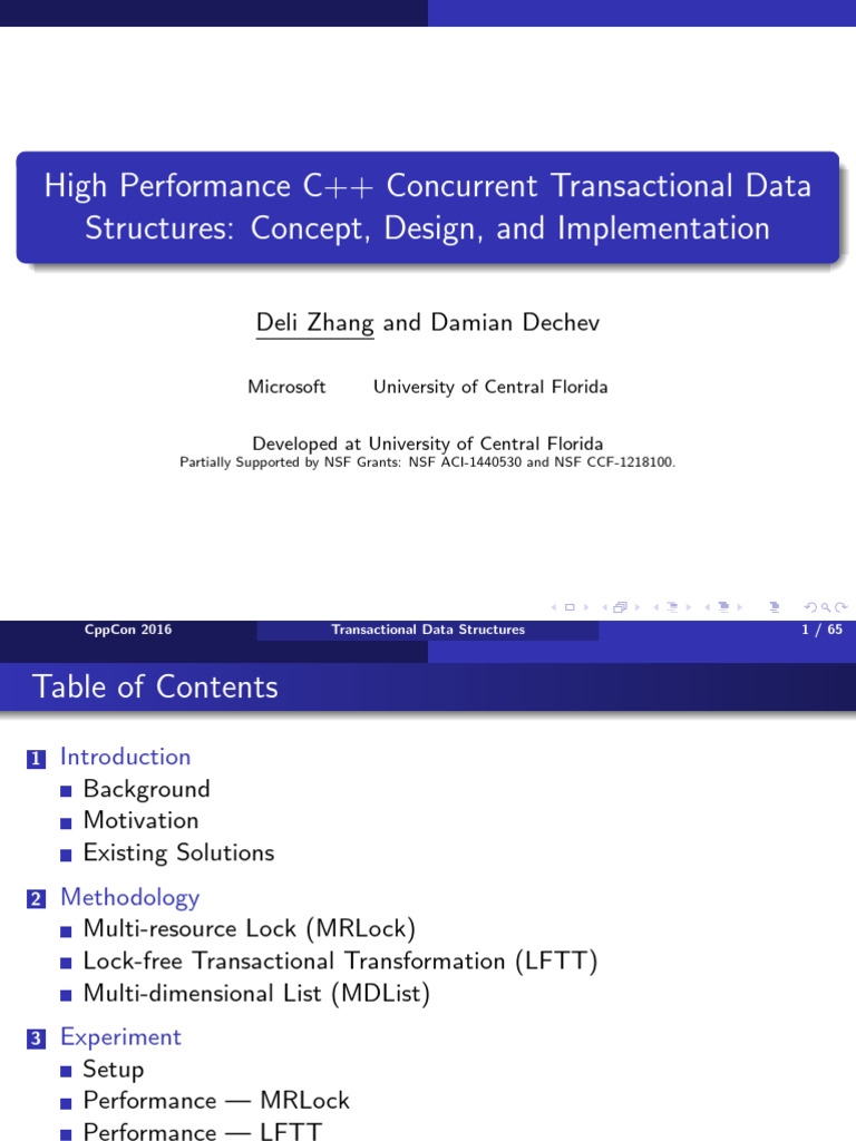 High Performance C++ Concurrent Transactional Data Structures - Deli Zhang - CppCon 2016 | PDF