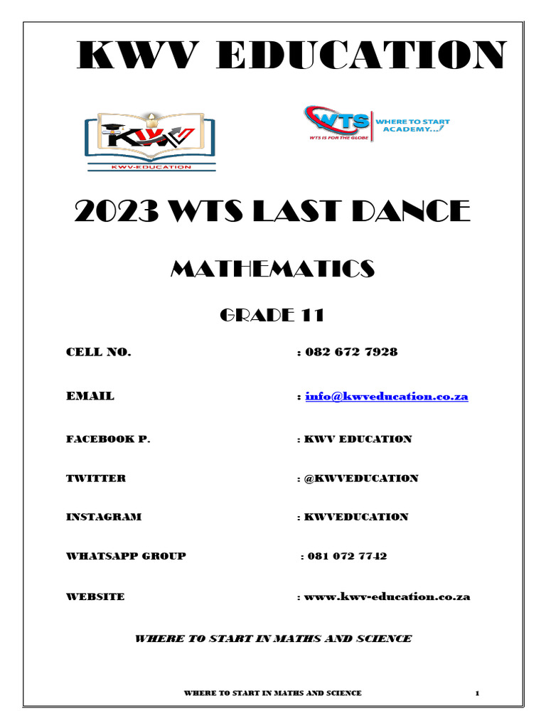 WTS Last Dance Camp Maths 11-1 | PDF