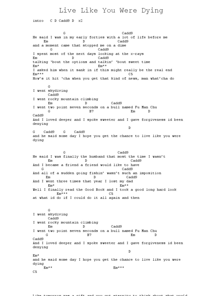 Live Like You Were Dying | PDF