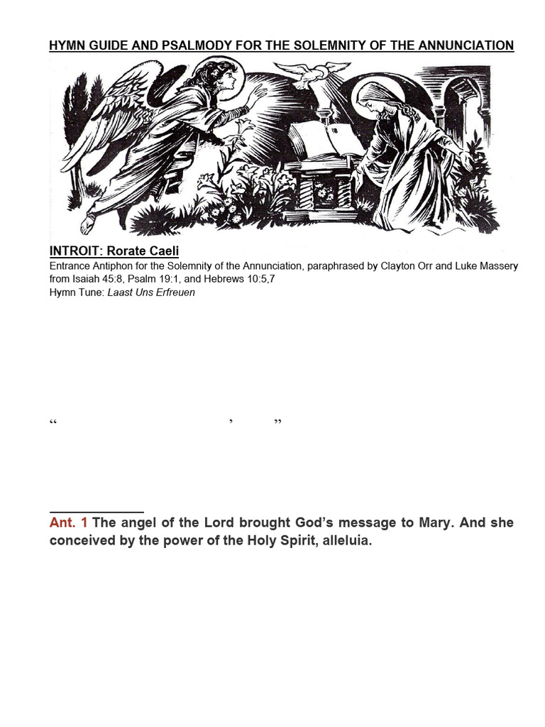 HYMN GUIDE AND PSALMODY FOR THE SOLEMNITY OF THE ANNUNCIATION | PDF