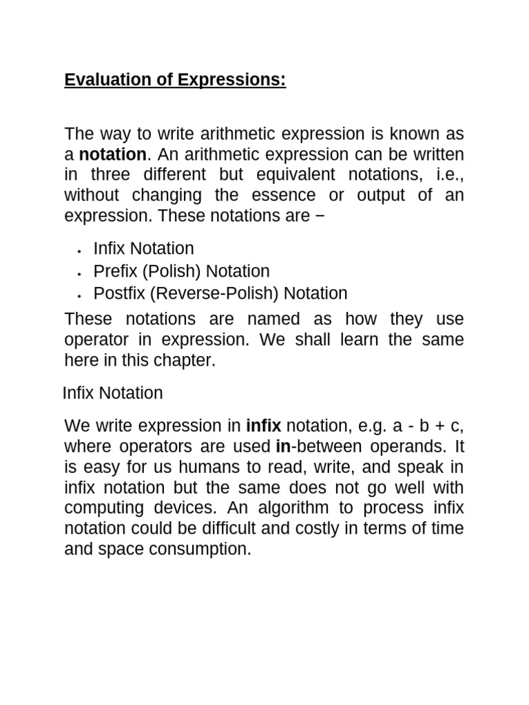 Evaluation of Expressions | PDF