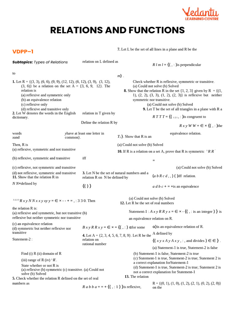 Relations and Functions - JEE 12 | PDF