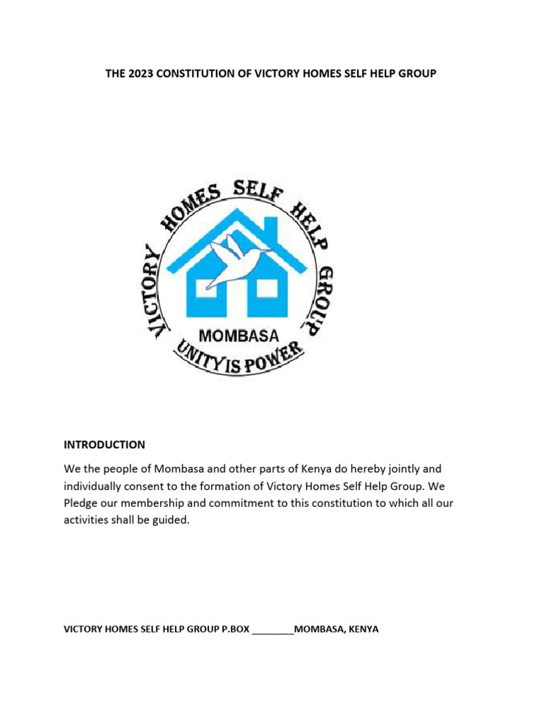 The 2023 Constitution of Victory Homes Self Help Group-1 | PDF