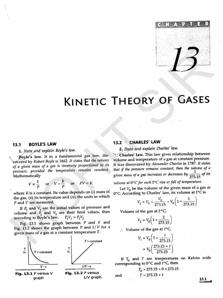 11 SL CH 13 Kinetic Theory of Gases-@Eduwaves360 | PDF