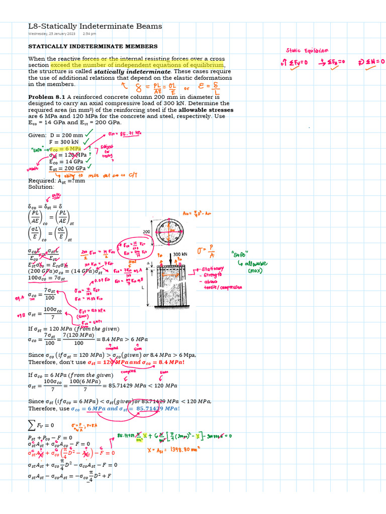 L8-Statically Indeterminate Beams | PDF