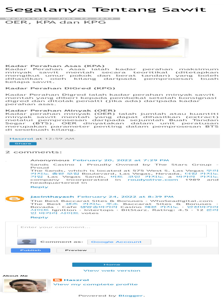 Segalanya Tentang Sawit OER, KPA Dan KPG | PDF