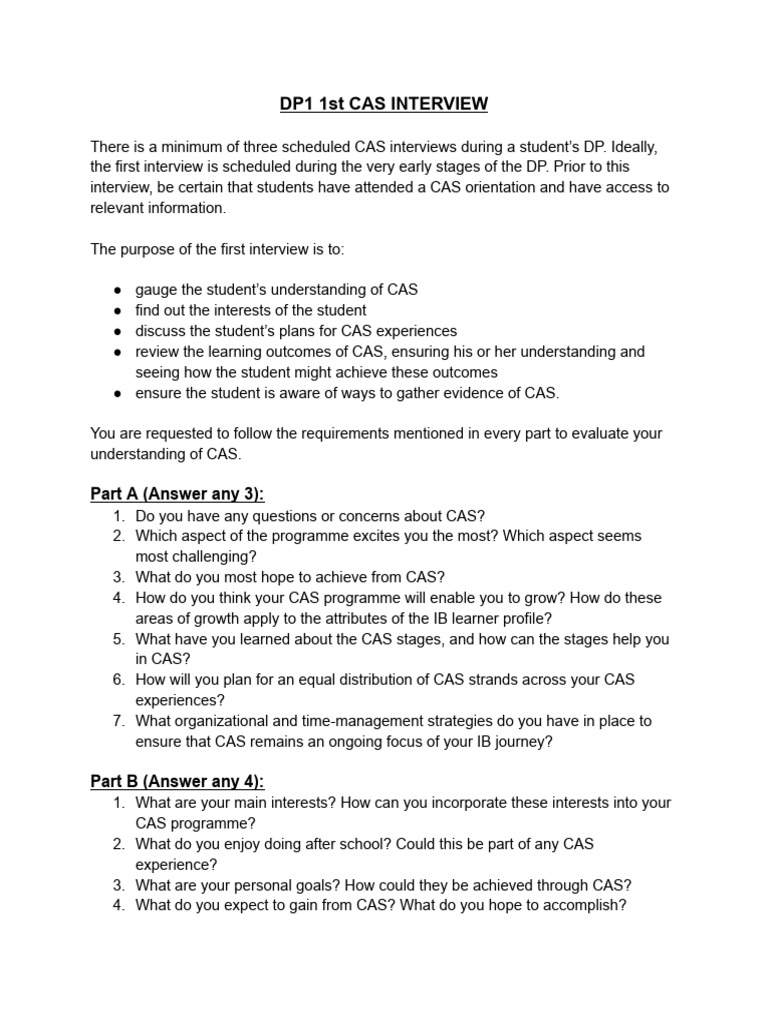 1st CAS Interview Questions | PDF