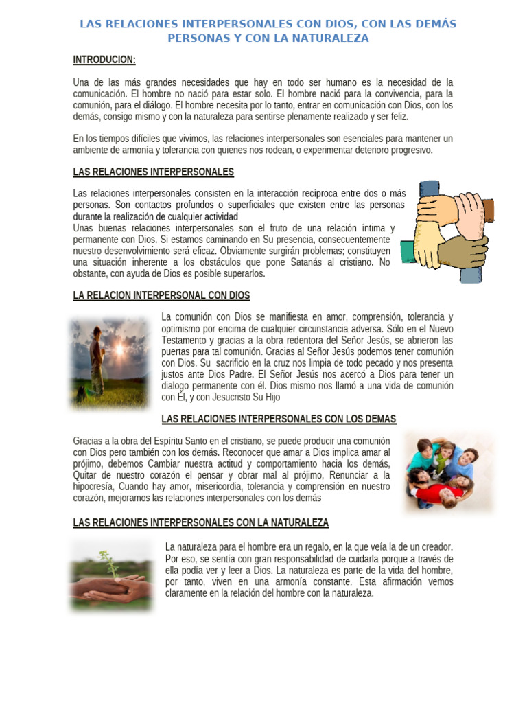 Guia de Las Relaciones Interpersonales Con Dios, Con Los Demas y Con La ...