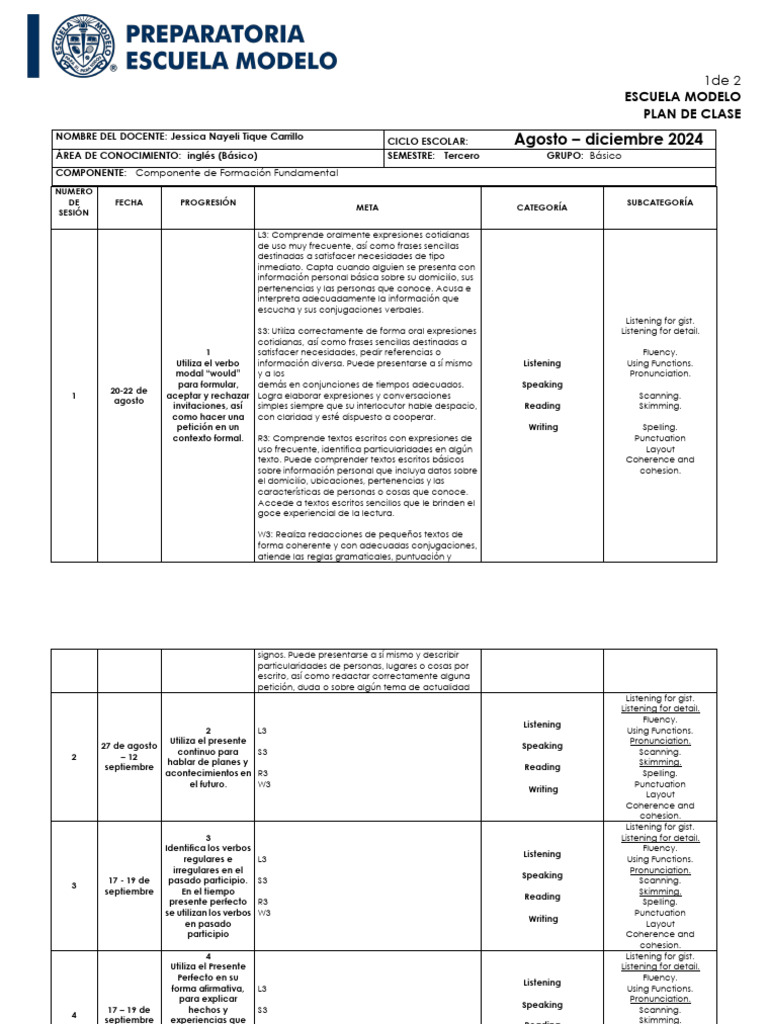 3ro - Plan de Clase Progresiones | PDF